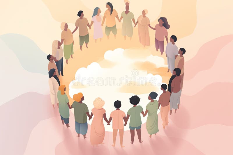 A Serene Illustration of Diverse Individuals Joining Hands, Emphasizing ...