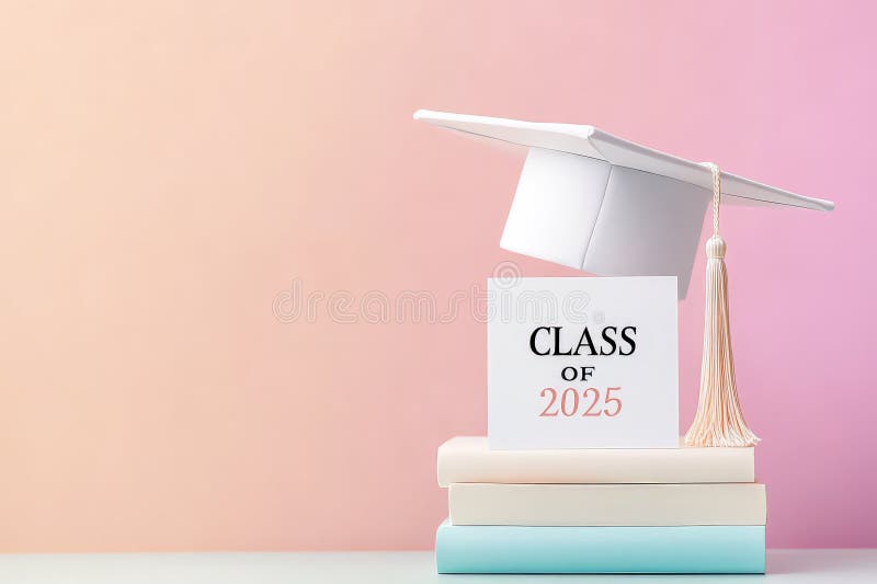 Graduation Cap and Books Design Stock Illustration - Illustration of ...
