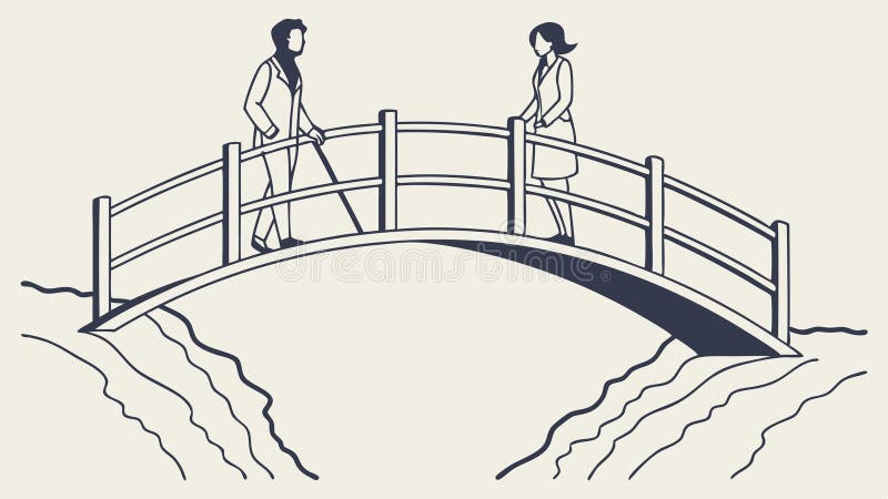 People on Bridge, Connection and Community, Vector Design Generative AI ...