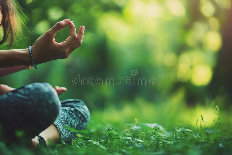 Serene Meditation in a Natural Setting with Hands in a Gesture of Peace ...