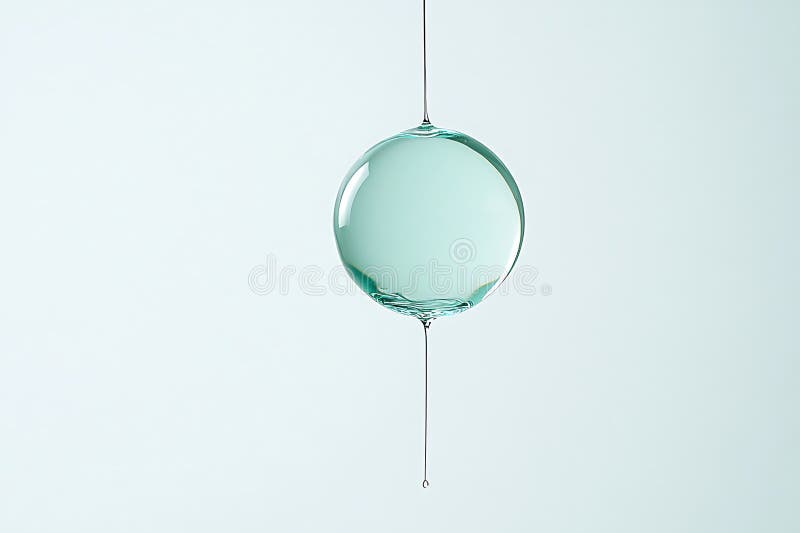 Abstract Liquid Sphere Hanging, Teal Droplet, Minimalist Water Design ...
