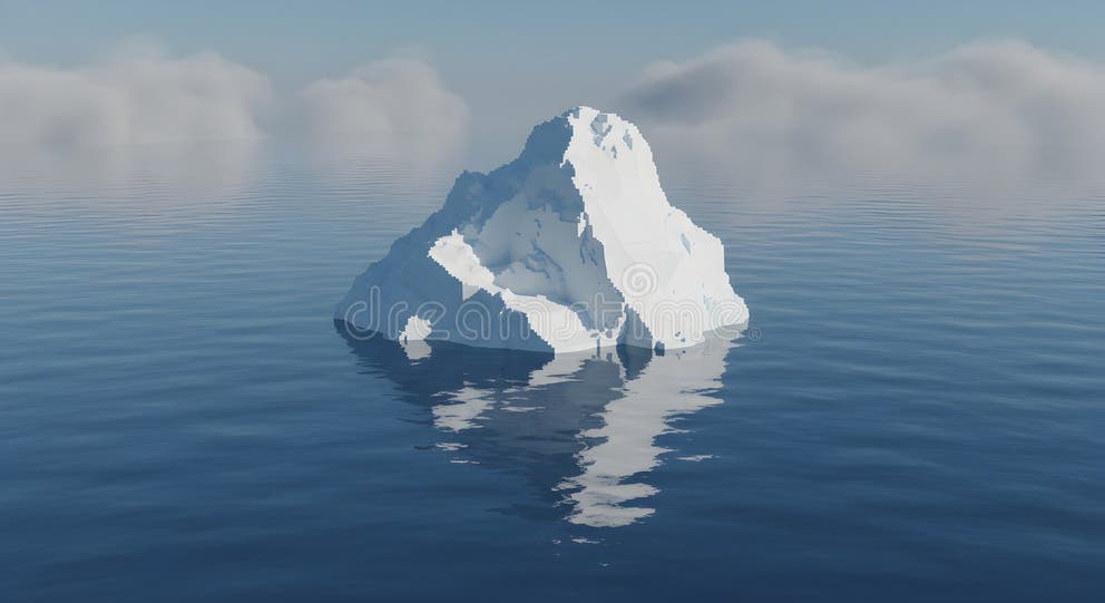 Solitary Iceberg in Calm Waters Stock Illustration - Illustration of ...