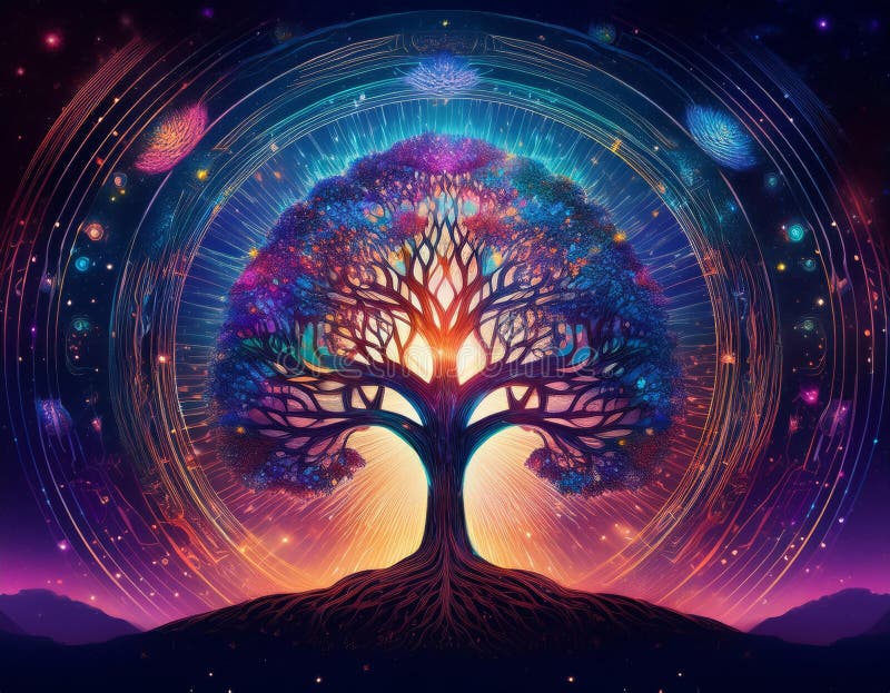 Cosmic Harmony: the Tree of Life in the Universe Stock Illustration ...