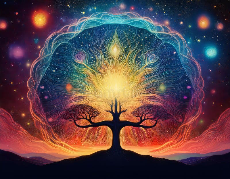 Cosmic Harmony: the Tree of Life in the Universe Stock Illustration ...