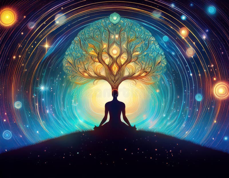 Cosmic Harmony: the Tree of Life in the Universe Stock Illustration ...