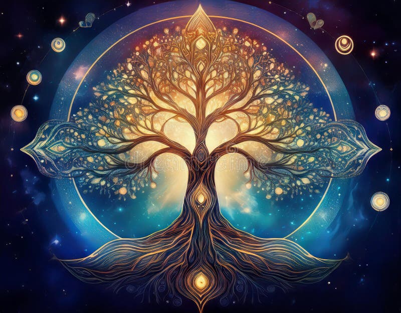 Cosmic Harmony: the Tree of Life in the Universe Stock Illustration ...
