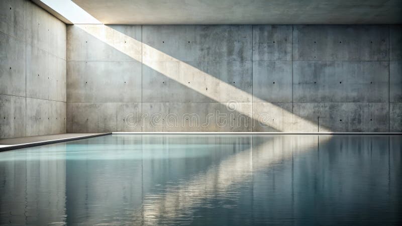 Serene Indoor Pool in Minimalist Concrete Structure with Sunlight ...