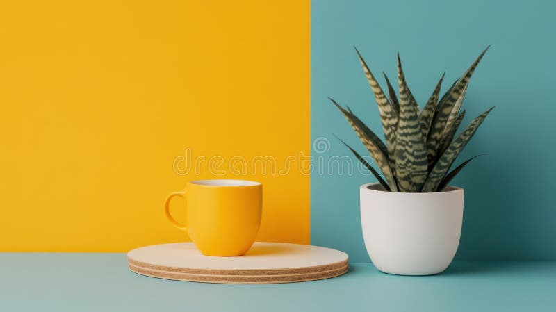 A Serene Indoor Scene Featuring a Vibrant Potted Plant Alongside a ...