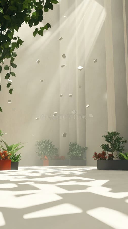 A Serene Indoor Space with Sunlight Filtering through, Highlighting ...