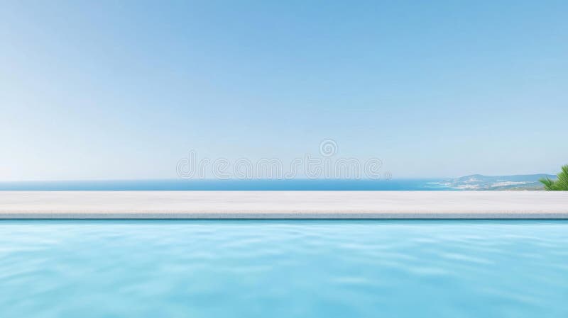 Serene Infinity Pool with Concrete Edge Overlooks Panoramic Ocean View ...
