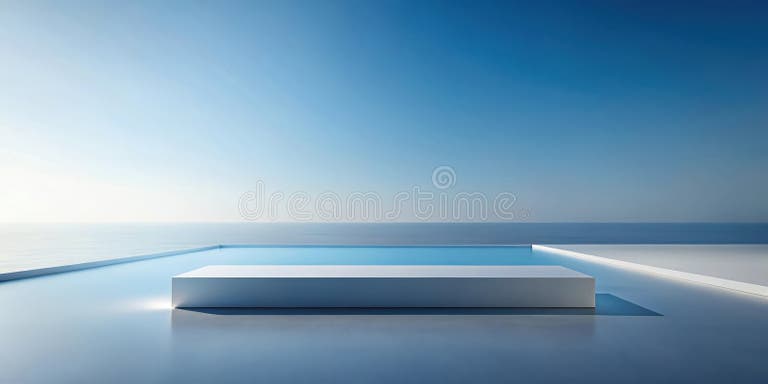Serene Infinity Pool and Minimalist Platform Overlooking Expansive Ocean. Generative AI Stock ...