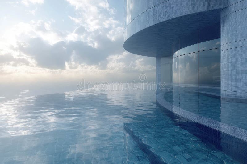 Serene Infinity Pool with Modern Architecture Overlooking a Tranquil ...