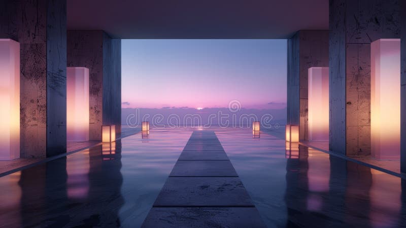 A Serene Infinity Pool Overlooking a Beautiful Sunrise, Framed by ...