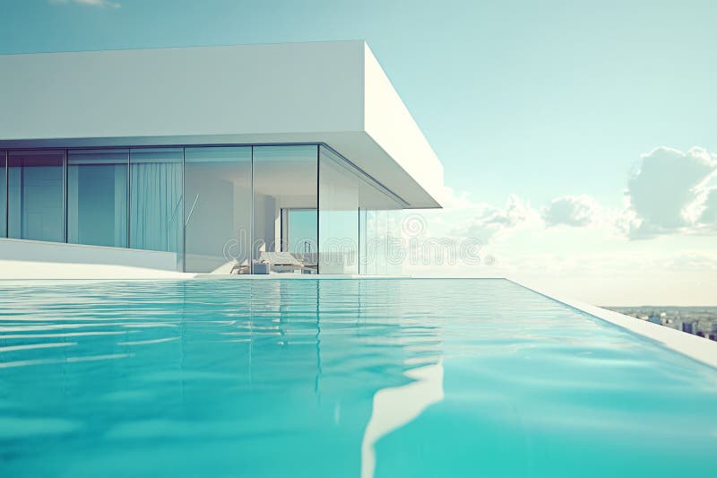 Serene Infinity Pool Overlooking Ocean at Sunset. Neural Network AI ...