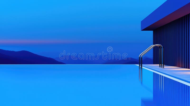 A Serene Infinity Pool at Sunset, Reflecting Blue Hues and Surrounded ...