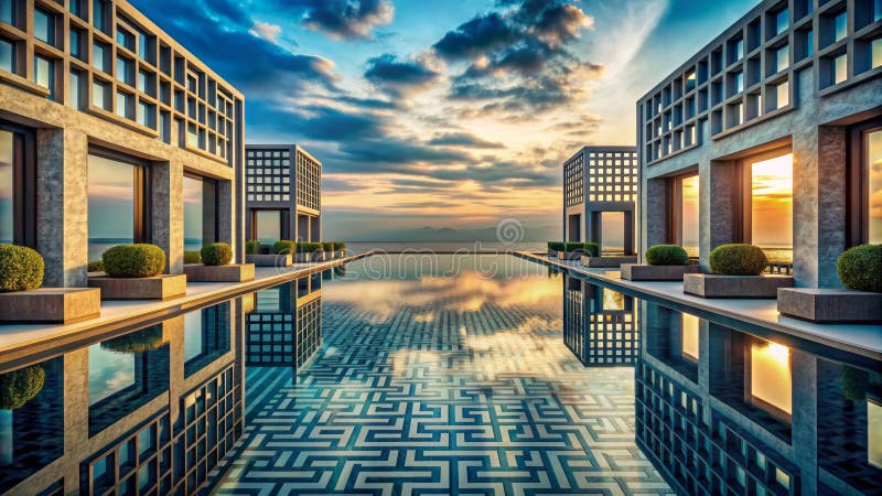 Serene Infinity Pools Surreal Reflections Geometric Patterns and ...