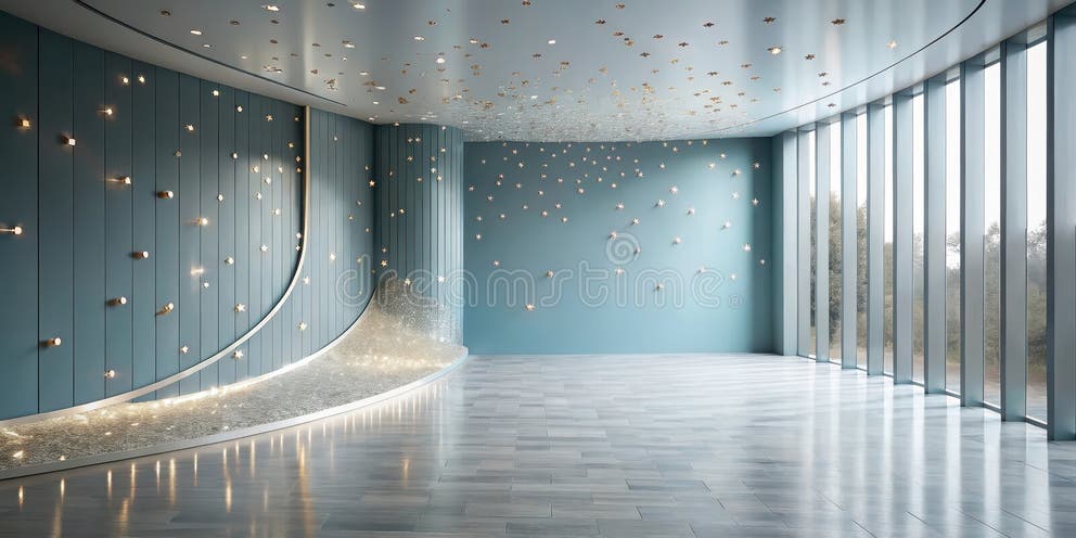 Serene Interior Design with a Celestial Theme Featuring a Sparkling ...
