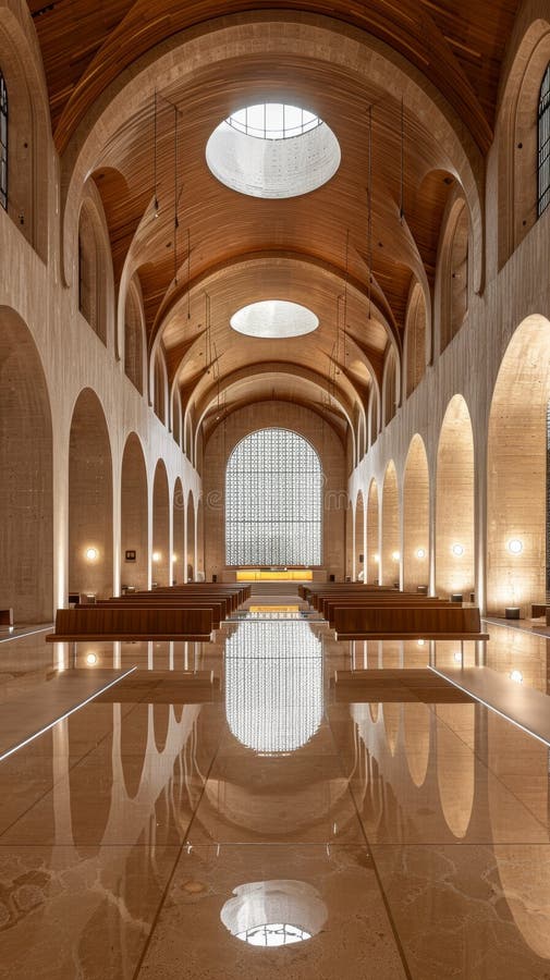 A Serene Interior of a Modern Chapel Featuring an Elegant Central ...