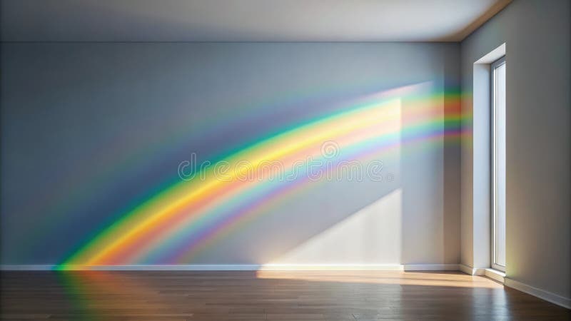 Serene Interior with a Rainbow Light Projection on Wall. Generative AI ...