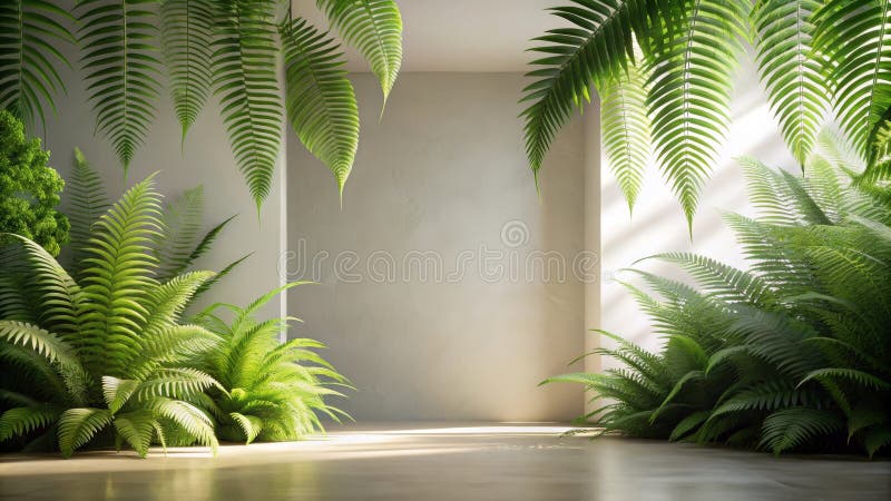 Serene Interior Space with Lush Greenery and Natural Light. Generative ...