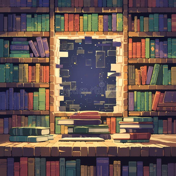 E-Learning Haven: Digital Bookshelf Stock Illustration - Illustration ...