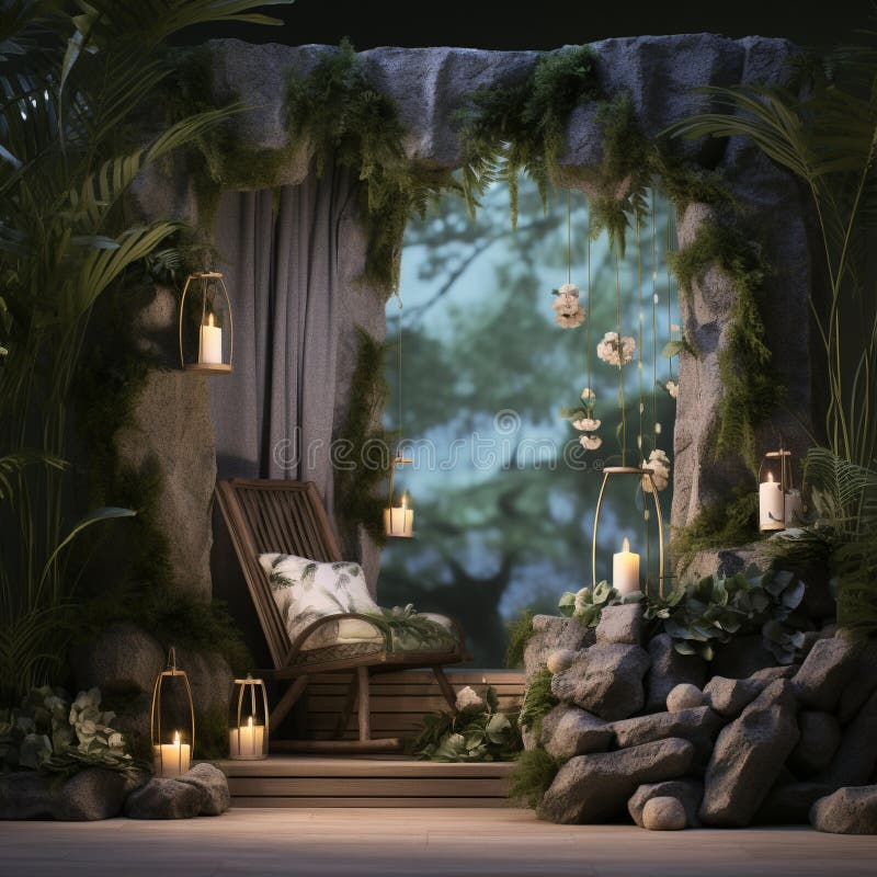 Serene and Inviting Photobooth Setup with Zen-Inspired Oasis Stock ...