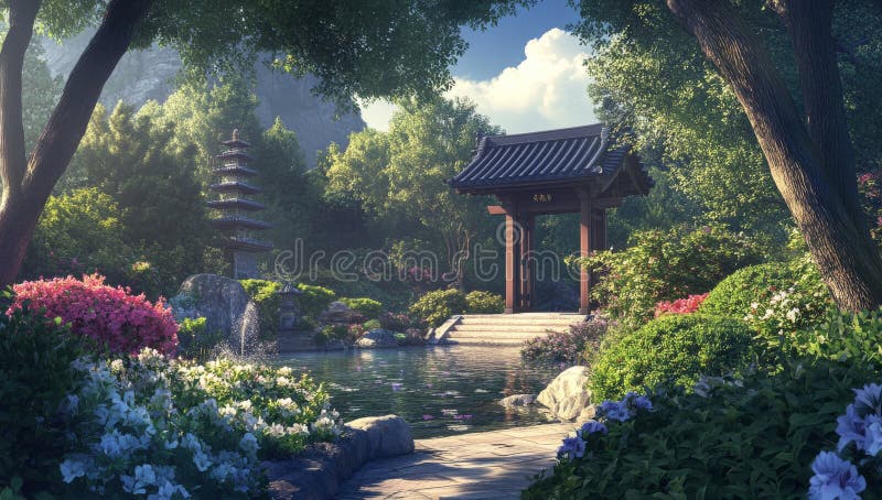 A Serene Japanese Landscape Provides a Tranquil Environment with a ...