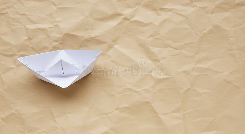 Serene Journey a Lone Paper Boat Sails on Parchment Sea, Symbolizing ...