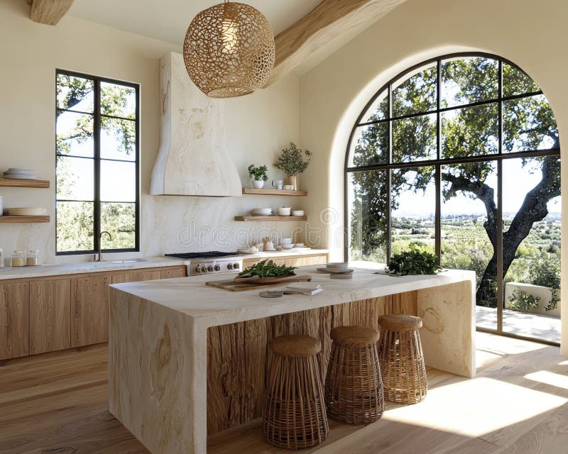 A Serene Kitchen Bathed in Soft Light, Showcasing a Neutral Palette ...
