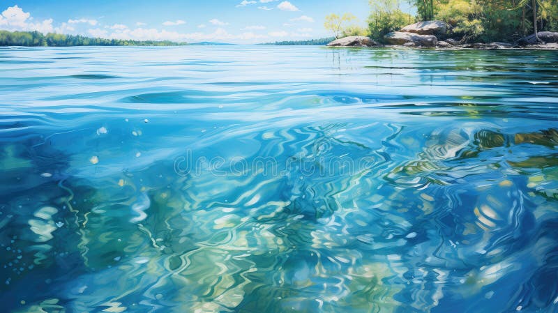 Serene lake surface stock illustration. Illustration of ripple - 307601529