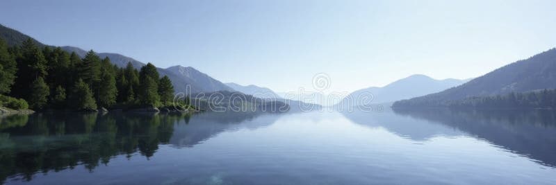 Serene Lake Water Surface Reflected in a Clear Sky, Water, Calm Stock ...