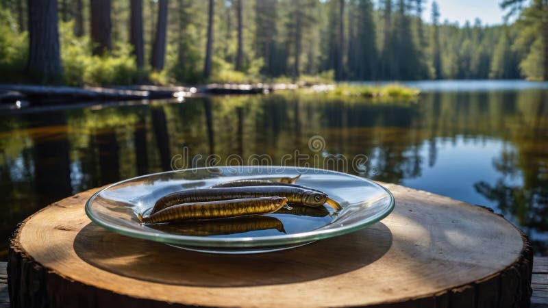 Freshwater Lamprey on Glass Plate by Lake Stock Illustration ...