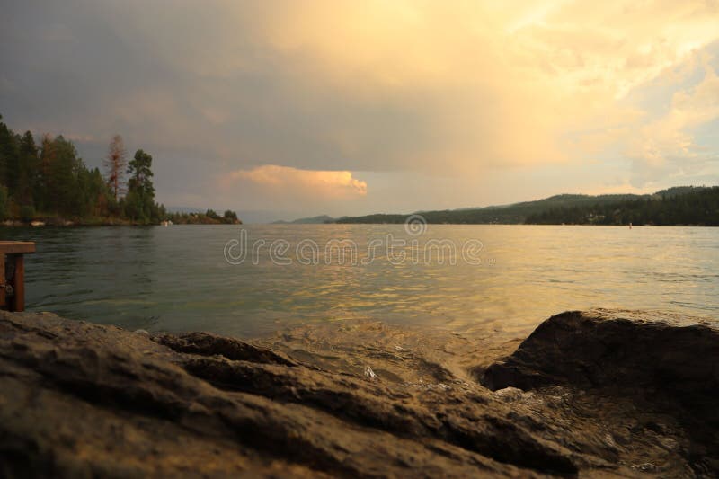 Serene Lakeside Sunset stock photo. Image of horizon - 335293278