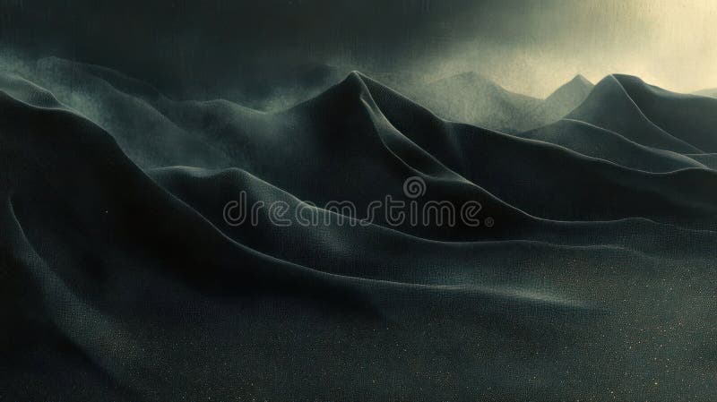 A Serene Landscape of Dark, Undulating Mountains Shrouded in Mist and ...