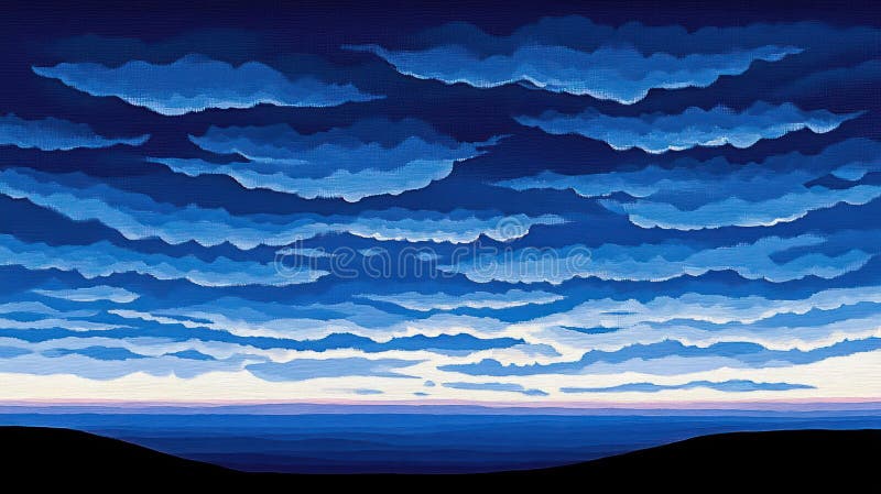 A Serene Landscape Featuring a Gradient Sky Filled with Clouds ...