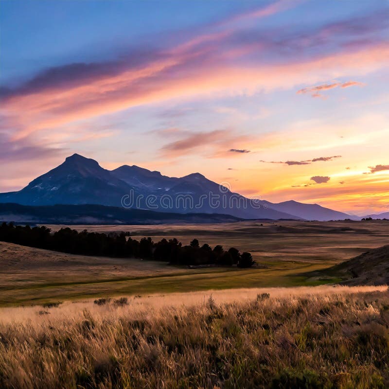 Serene Landscape Scenery with Fields and Soft Sunset Stock Image ...