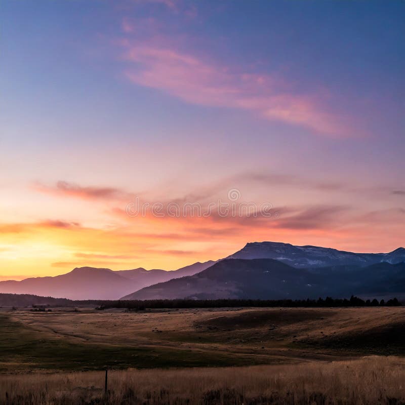 Serene Landscape Scenery with Fields and Soft Sunset Stock Image ...