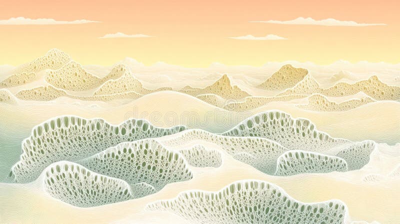 A Serene Landscape with Soft, Undulating Forms Resembling Abstract ...