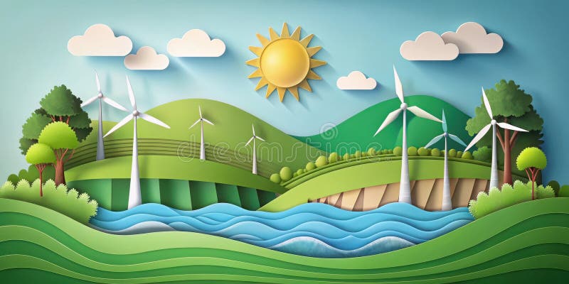 Serene Landscape with Wind Turbines Generating Clean Energy. Generative ...