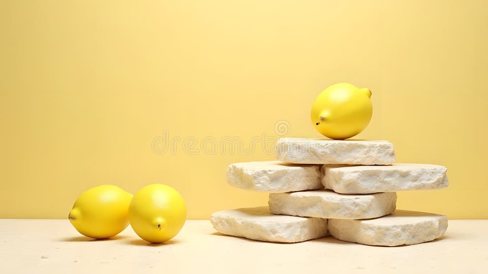 Serene Lemon Grove: Hyper-realistic 3D Renderings of Stone Blocks in ...