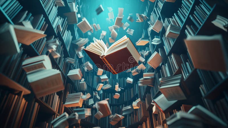 Serene Library Glowing Floating Books Stock Photos - Free & Royalty ...