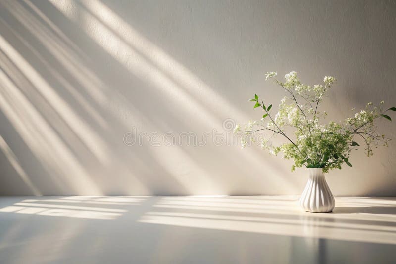 Serene Light and Shadow Play on Pale Surface Stock Illustration ...