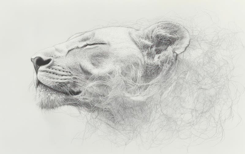 Lioness Profile Drawing