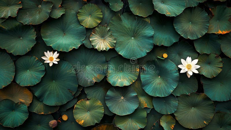Serene Lotus Leaves Form a Frame Border, Isolated with Ample Negative ...