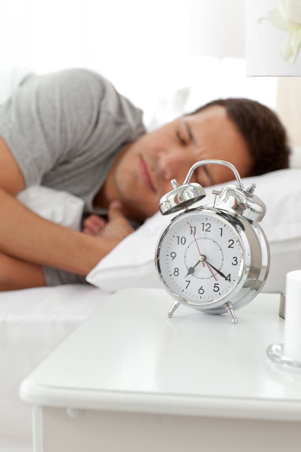 Serene Man Lying on His Bed before Being Woken Up Stock Image - Image ...