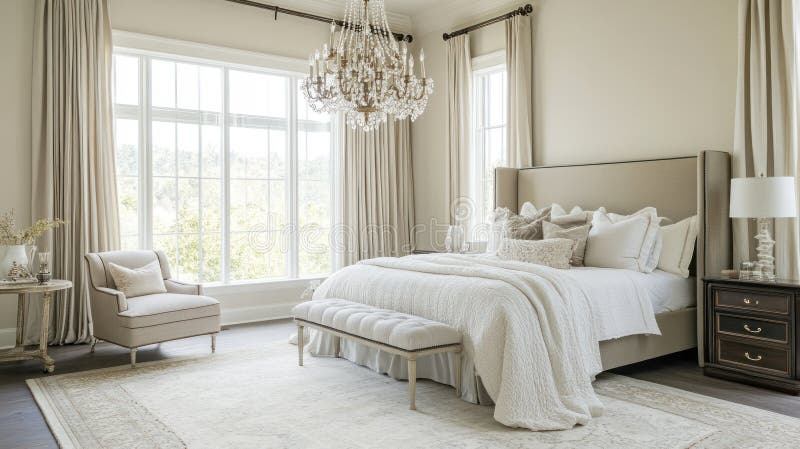 Serene Master Bedroom Interior Design Stock Illustration - Illustration ...