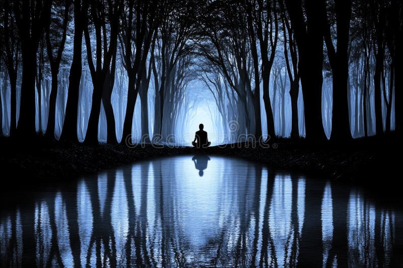 Serene Meditation by Candlelight: Calm Reflection in a Mystical Forest ...