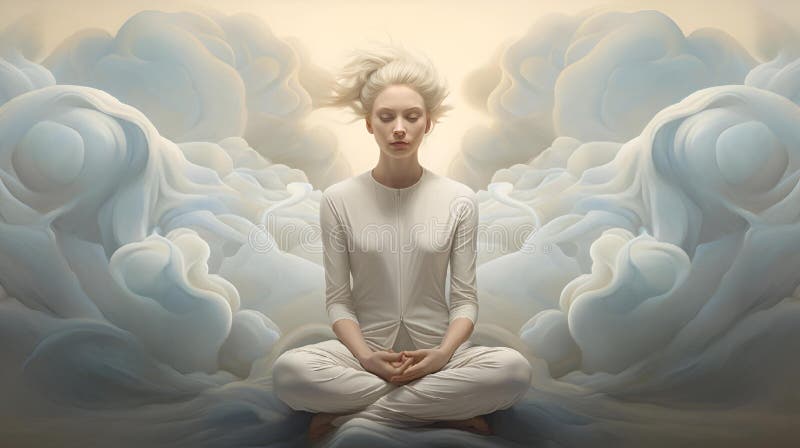 Tranquility Amidst Ethereal Clouds of Calm AI Generated Digital Art Stock Image - Image of peace ...