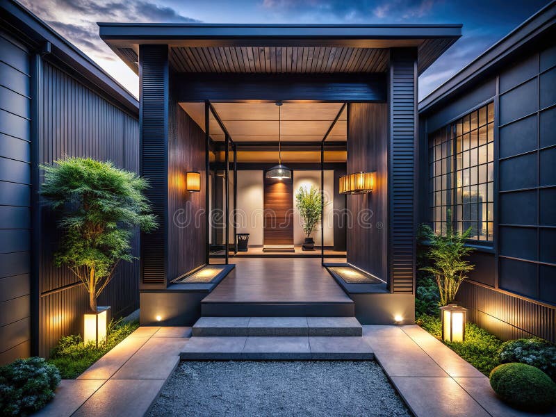 A Serene and Minimalist Entryway Design Dark Tones Focused Lighting and ...
