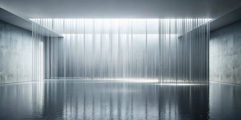 Serene Minimalist Interior Design with a Suspended Light Feature and ...